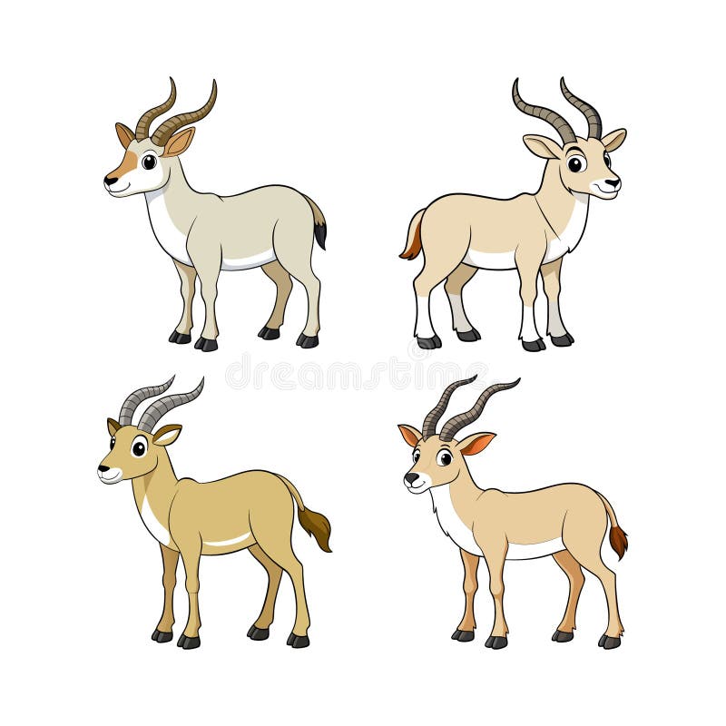 Addax Antelope Coloring Illustration with Outline Stock Vector ...