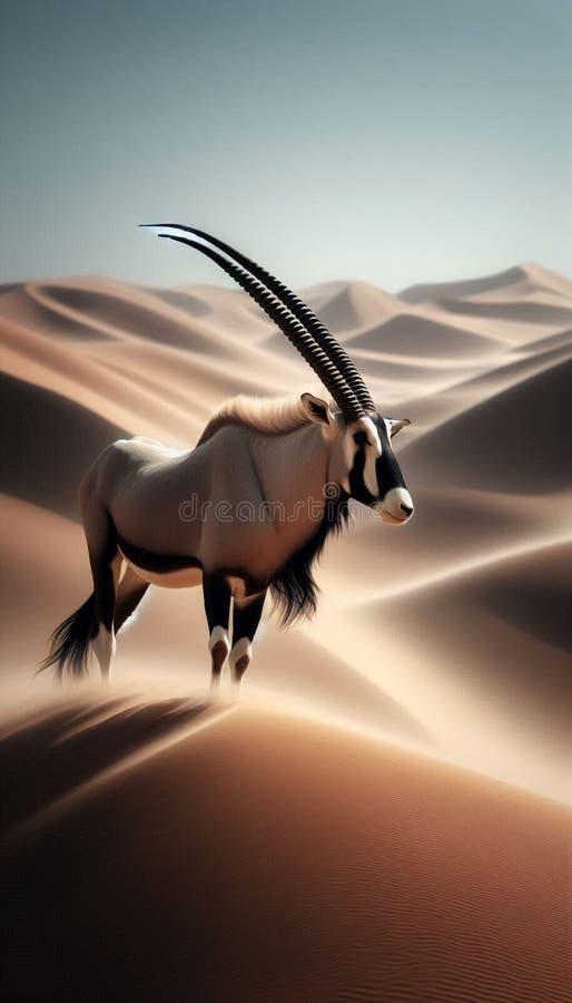 Addax Antelope in the Sahara Desert Stock Illustration - Illustration ...