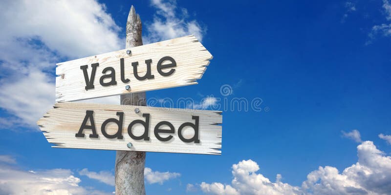 Added Value - Wooden Signpost with Two Arrows Stock Illustration ...