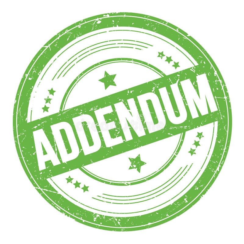 ADDENDUM Text on Green Round Grungy Stamp Stock Illustration ...