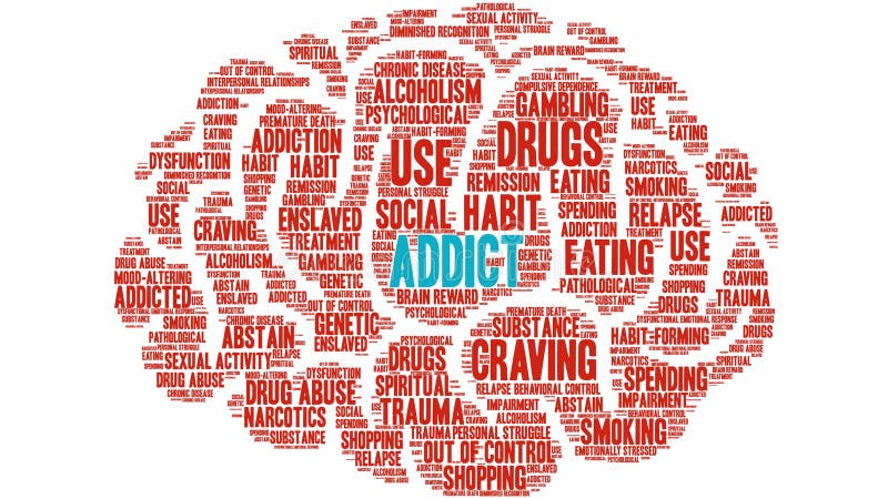 Addict Animated Word Cloud stock video. Video of motivation - 101514727