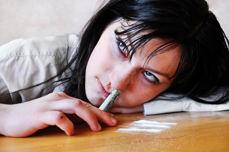 Addict girl with drugs stock image. Image of money, face - 15884203