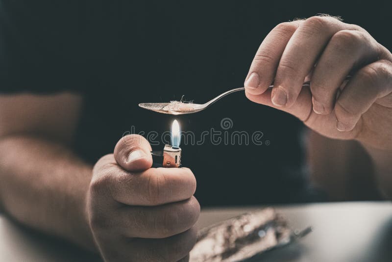 Addict at the Table with a Syringe Heroin Methamphetamine Addiction ...