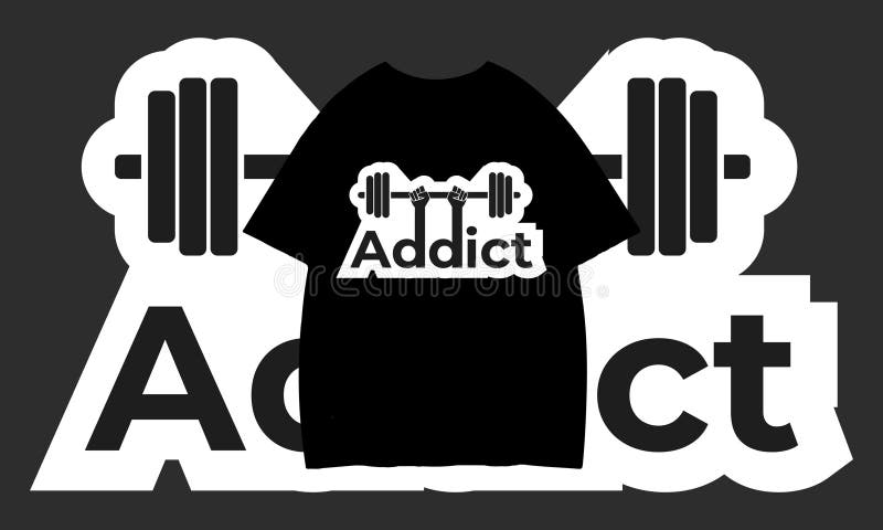 Addict Typography T Shirt Design Stock Vector - Illustration of design ...