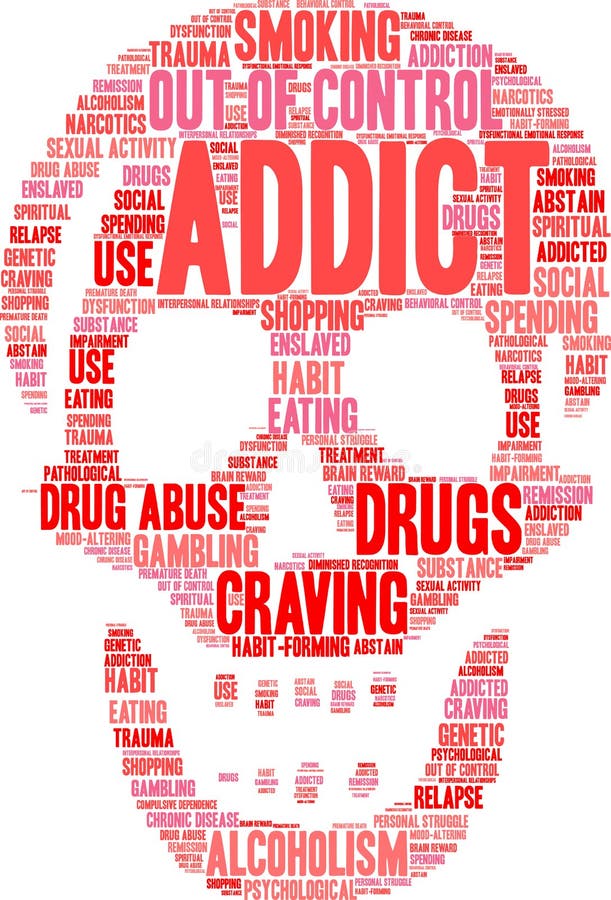 Addict Word Cloud Stock Vector Illustration Of Dysfunctional 102593555