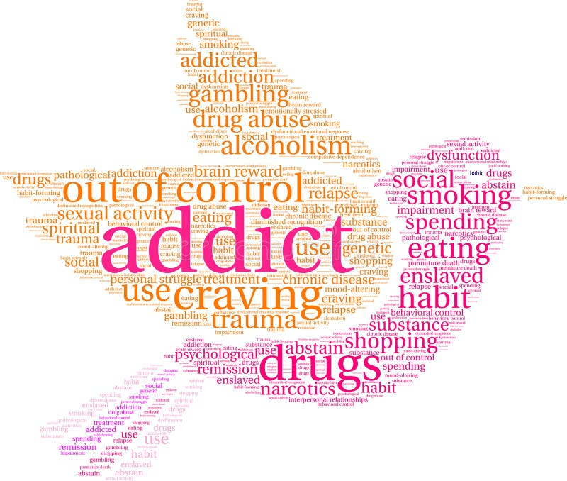 Addict Word Cloud stock illustration. Illustration of abstain - 102593103