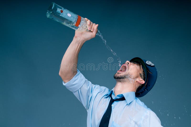 Policeman drinker stock image. Image of smoke, depression - 30378975