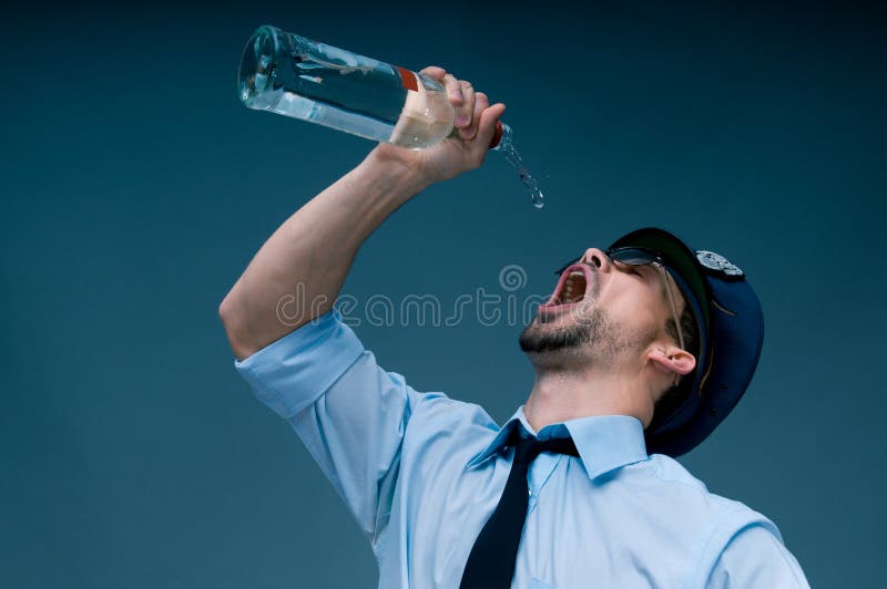 Policeman drinker stock image. Image of smoke, depression - 30378975