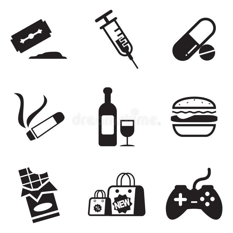 Addiction Icons stock vector. Illustration of danger - 37460720