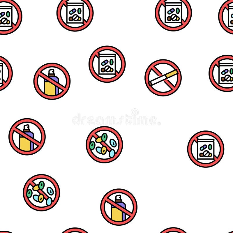 Addiction Substance Dependence Vector Seamless Pattern Stock Vector ...