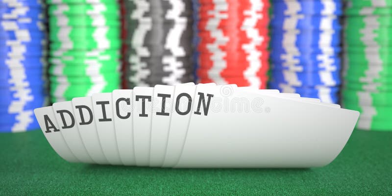Addiction Text on Playing Cards on the Table, 3d Rendering Stock ...