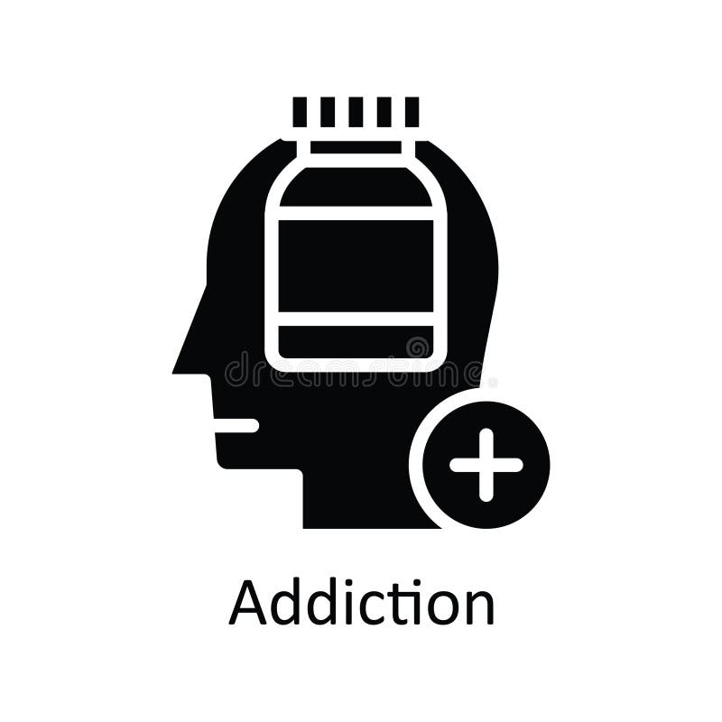 Addiction Vector Solid Icon Design Illustration. Human Mentality Symbol ...