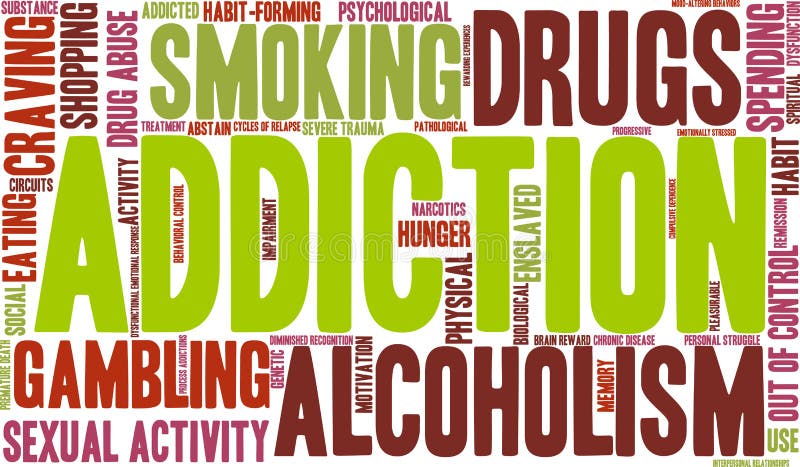 Addiction Word Cloud stock vector. Illustration of abstain - 100126094
