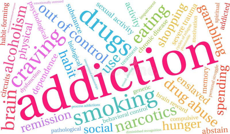 Addiction Word Cloud stock vector. Illustration of motivation - 107292973