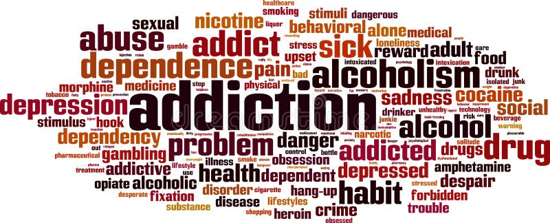 Addiction word cloud stock vector. Illustration of drugs - 218454045
