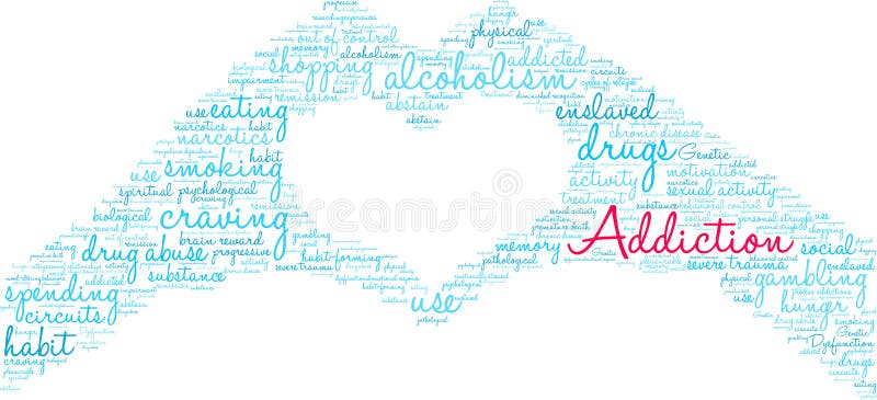 Addiction Word Cloud stock vector. Illustration of motivation - 158980726