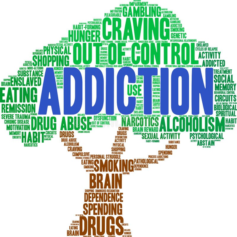 Addiction Word Cloud stock illustration. Illustration of addiction ...