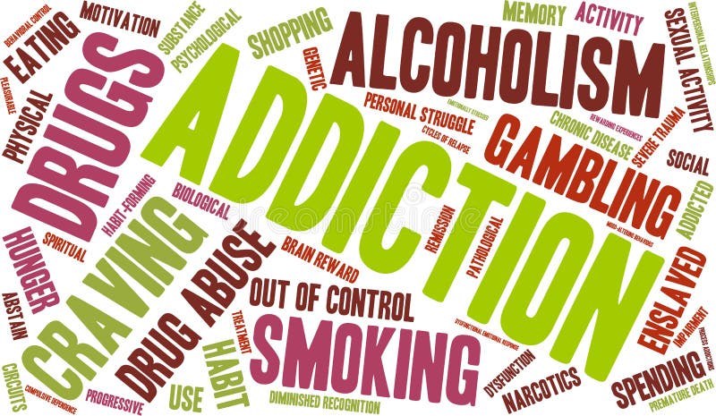 Addiction Word Cloud stock vector. Illustration of dysfunctional - 99074778