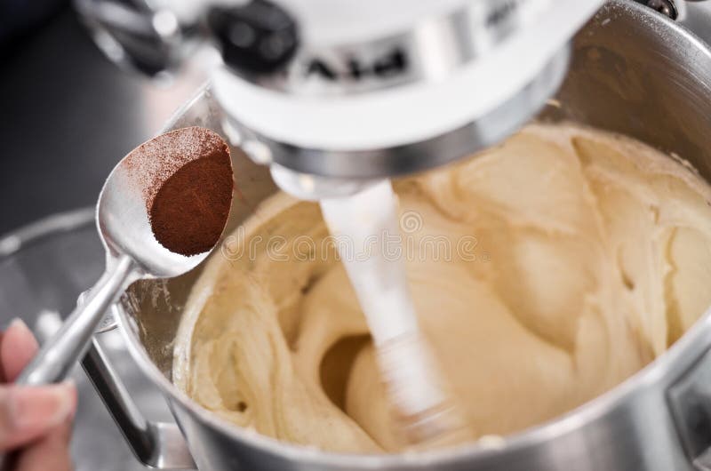 Adding cocoa powder stock image. Image of diet, preparing - 70528581