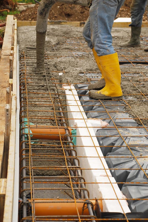 Adding Concrete To a House Foundation Stock Photo - Image of builder ...