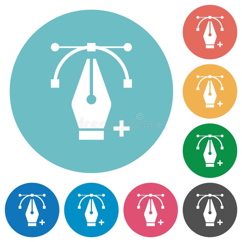 Adding Editing Point with Pen Tool Flat Round Icons Stock Vector ...
