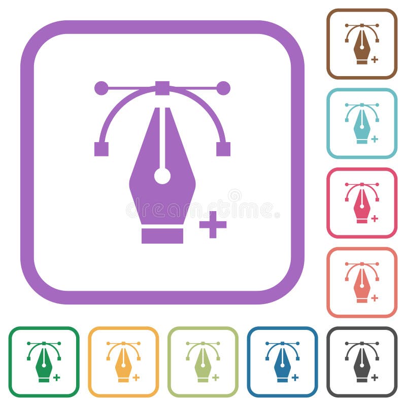 Adding Editing Point with Pen Tool Simple Icons Stock Vector ...