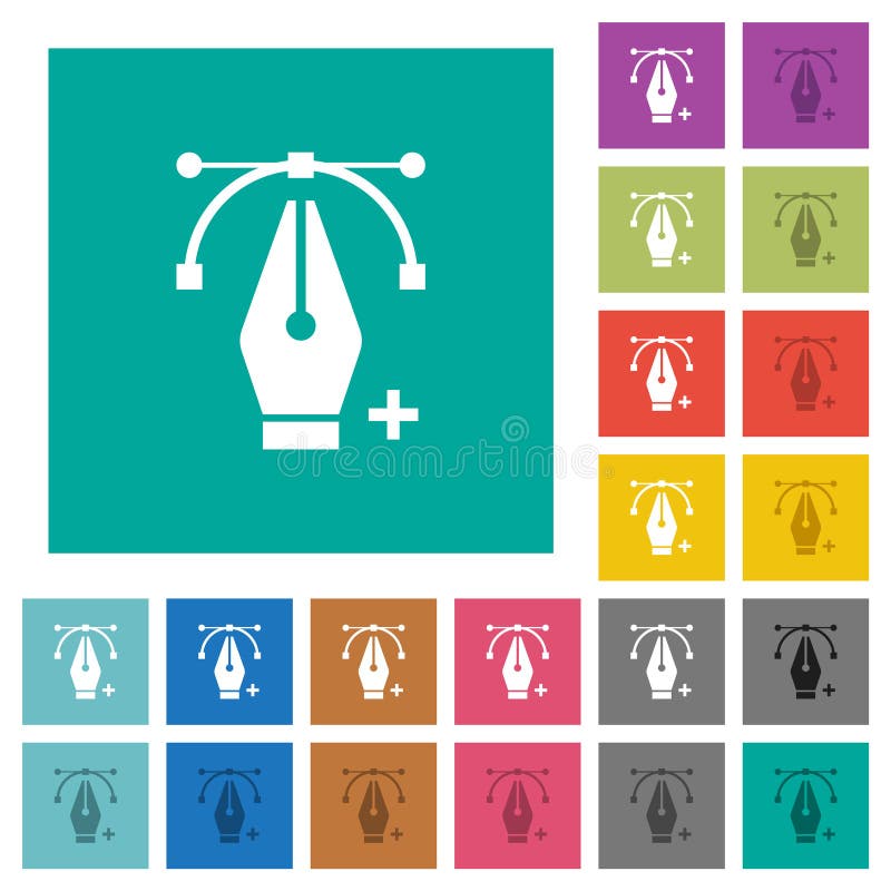 Adding Editing Point with Pen Tool Square Flat Multi Colored Icons ...