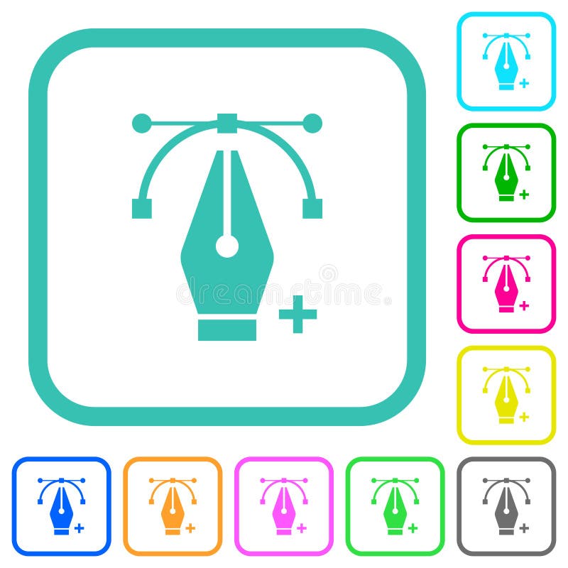 Adding Editing Point with Pen Tool Vivid Colored Flat Icons Stock ...