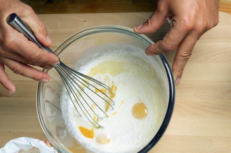 Mixing Together the Eggs and the Flour Stock Photo - Image of blend ...