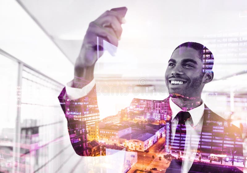 Adding a Filter To His Photograph. Multiple Exposure Shot of a Young ...