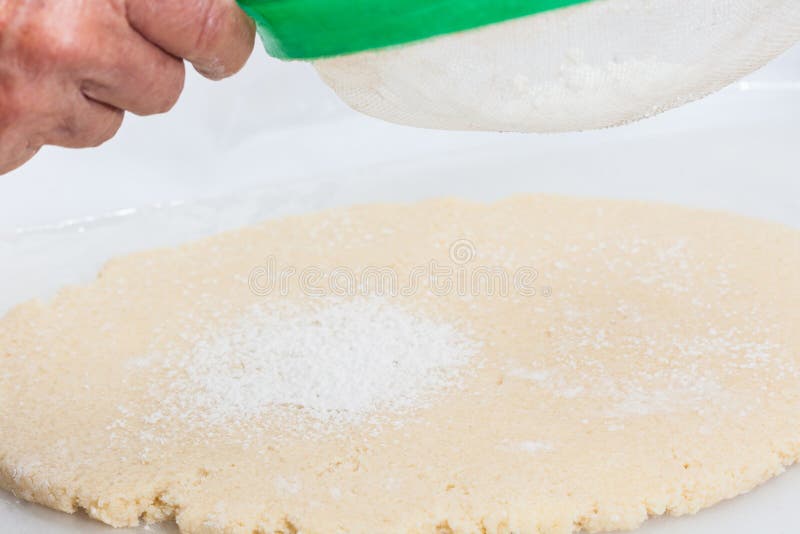 Adding Flour To the Cookies Dough Using an Strainer Stock Photo - Image ...