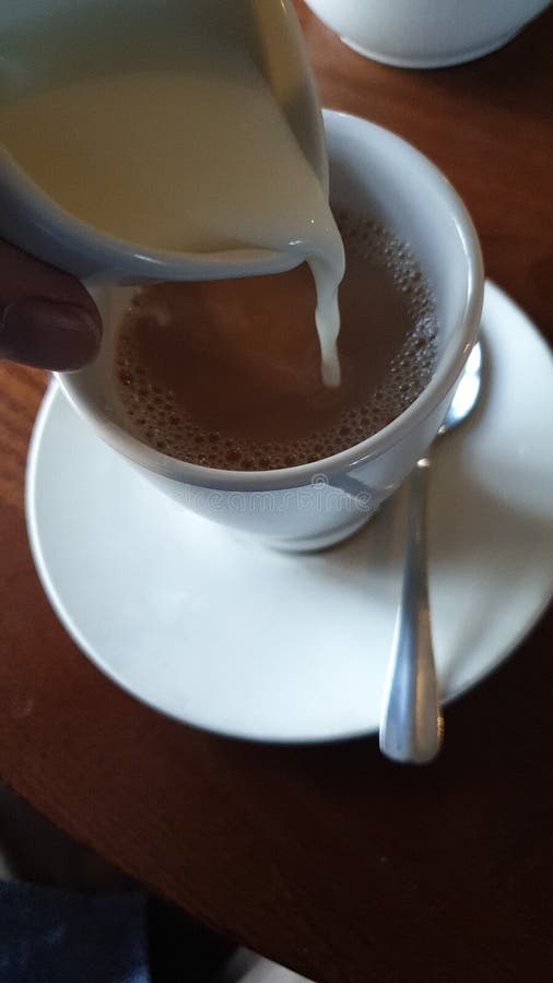I prefer milk in my tea stock photo. Image of adding - 273248946
