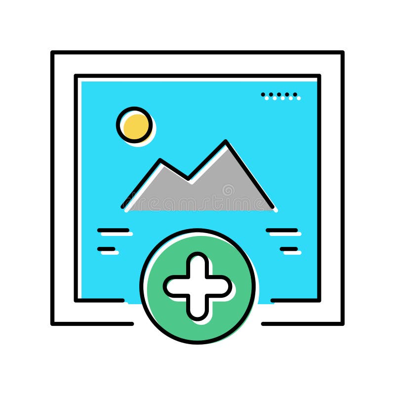 Adding Image Social Media Ugc Color Icon Vector Illustration Stock ...