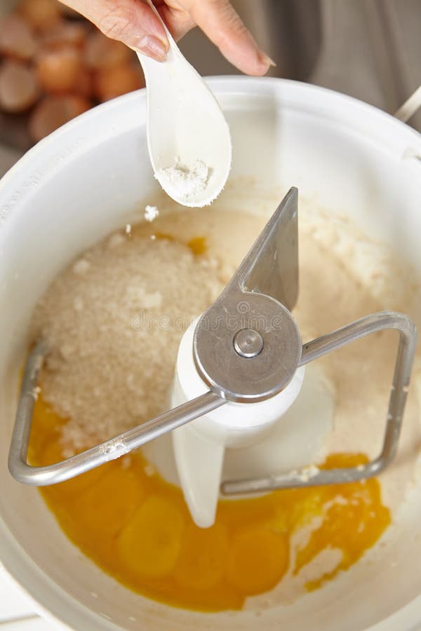 Adding Ingredient To Batter Machine Stock Photo - Image of ingredient ...