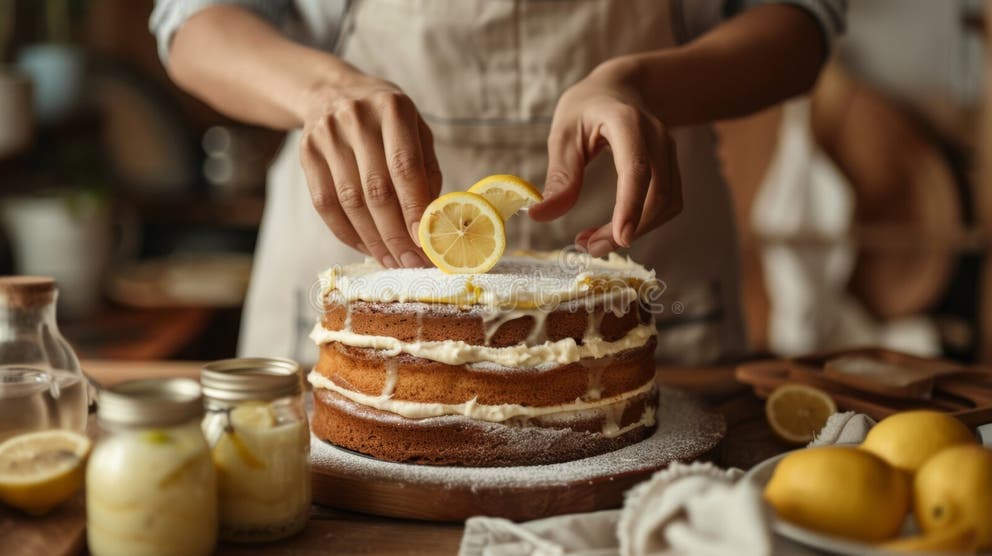 Adding Lemon To a Cake.AI Generated Image Stock Image - Image of celebration, kitchen: 382822295