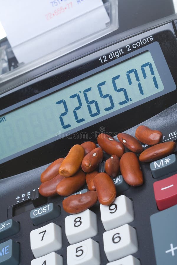 Adding Machine Kidney Beans, Accounting Counting Stock Image - Image of ...