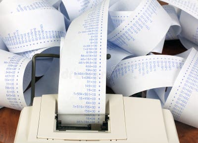 Adding Machine and Long Roll of Paper Stock Image - Image of numbers ...