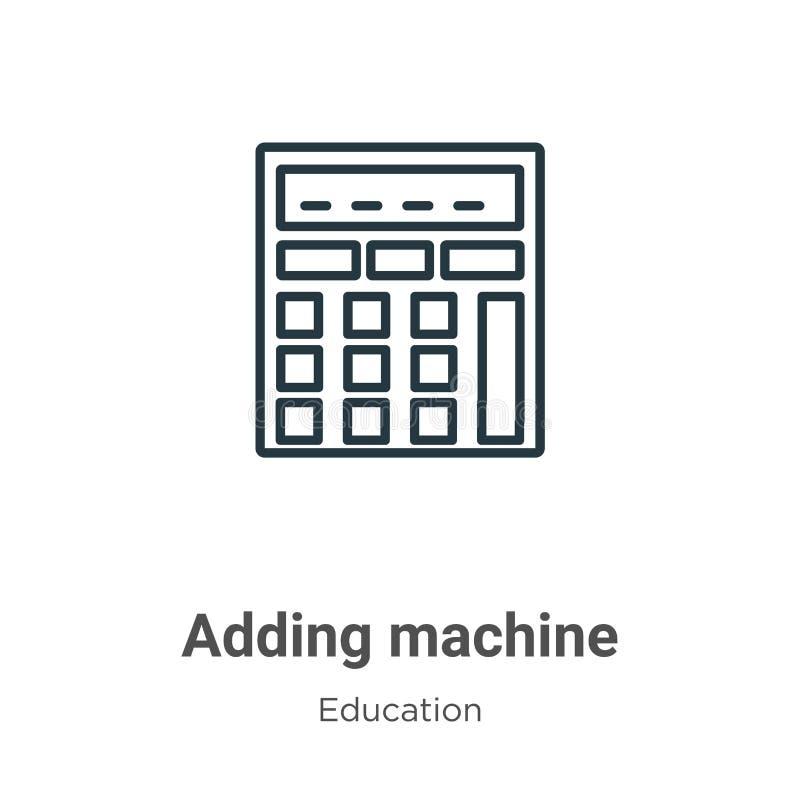 Outline Adding Machine Vector Icon. Isolated Black Simple Line Element ...