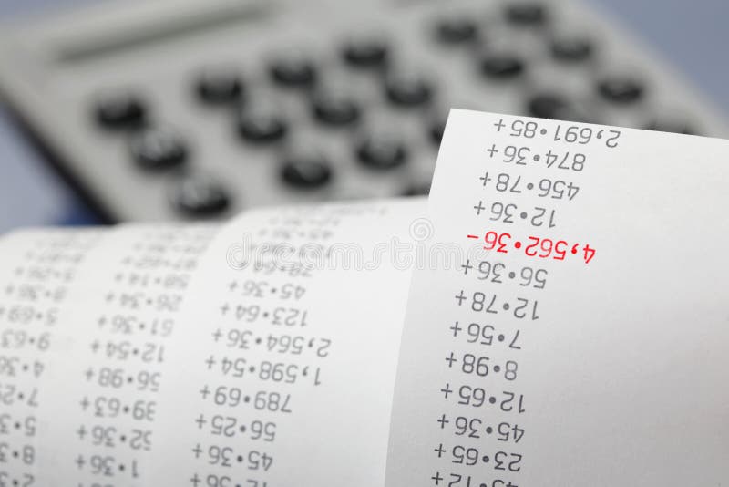 Adding machine tape stock photo. Image of business, office - 17809802