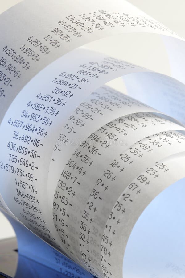 Adding machine tape stock photo. Image of earnings, money - 19628990
