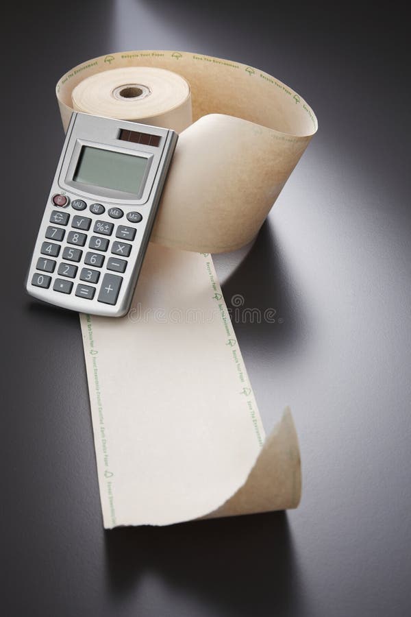 Adding Machine Tape and Calculator Stock Photo - Image of report ...