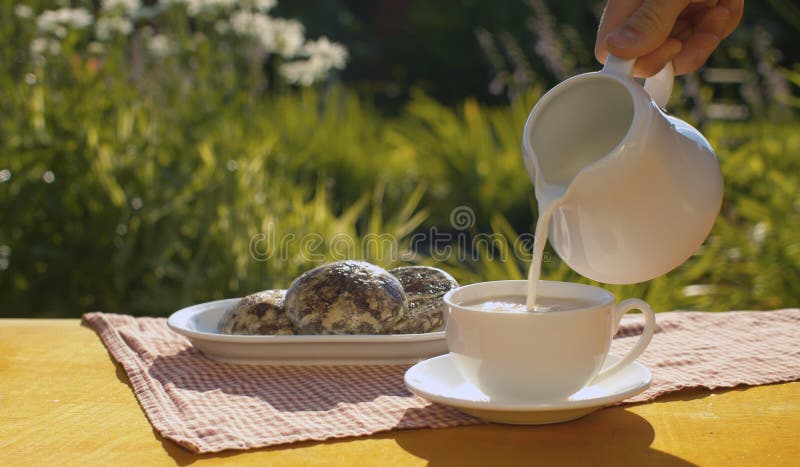 Adding Milk into a Cup of Coffee Stock Image - Image of rest, milk ...