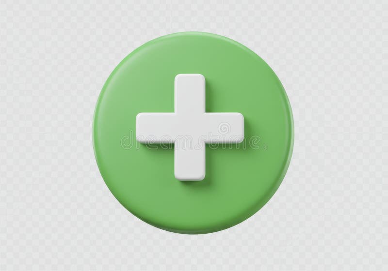 Adding New Icon 3d Rendering Plus Sign in Green Circle Stock ...