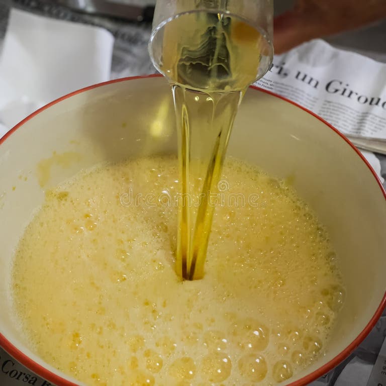 Adding Oil for Cooking a Italian Cake Stock Photo - Image of walnut ...