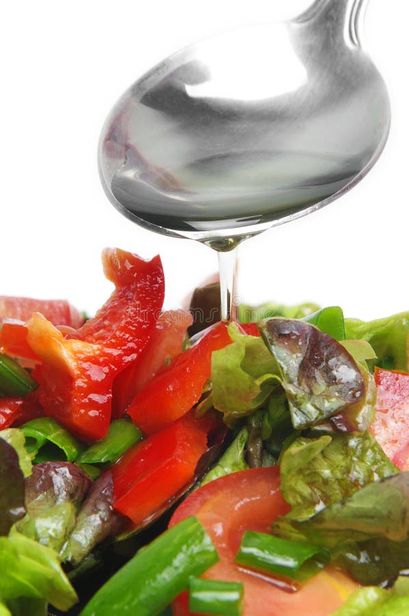 Adding oil to salad stock image. Image of lunch, white - 23038147