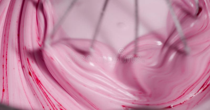 Adding Pink Colouring To White Cream To Create Pink Cream. Stock Video ...