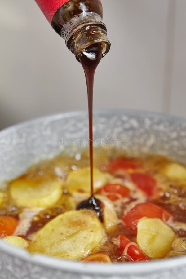 Adding sauce stock image. Image of soup, kitchen, potato - 53499293