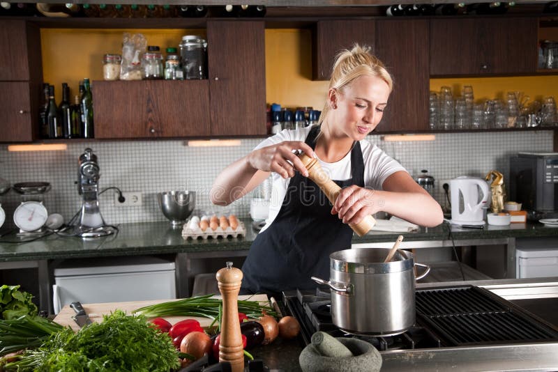 Adding some pepper stock image. Image of smiling, ingredients - 922781