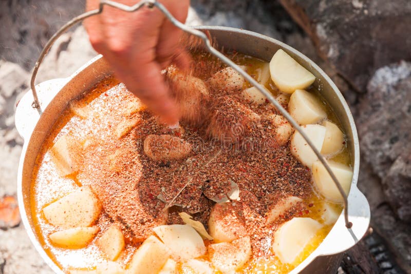 Adding Spices in a Soup with Vegetables Stock Image - Image of cooking ...