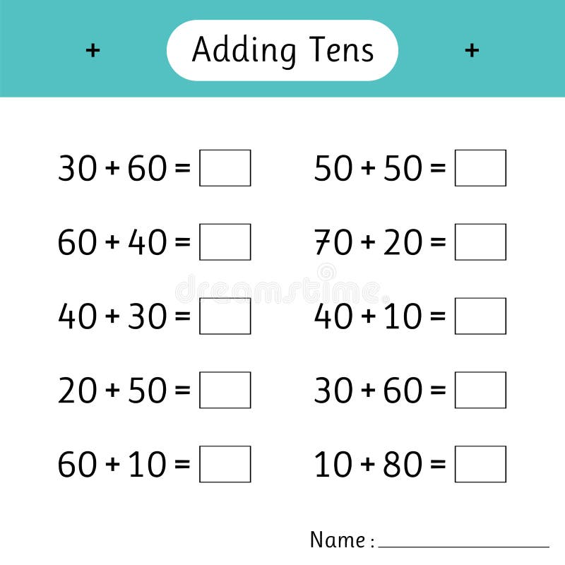 Adding Tens. Math Worksheets for Kids. School Education. Development of ...